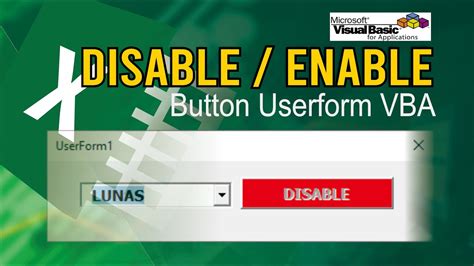 Disable Enable Button Userform Vba Excel Youtube