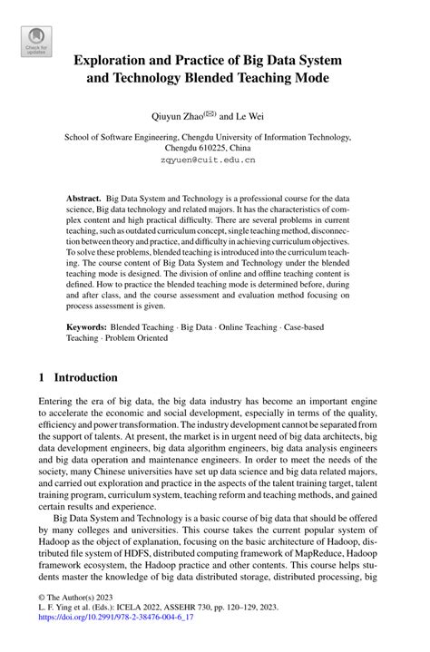 Pdf Exploration And Practice Of Big Data System And Technology Blended Teaching Mode