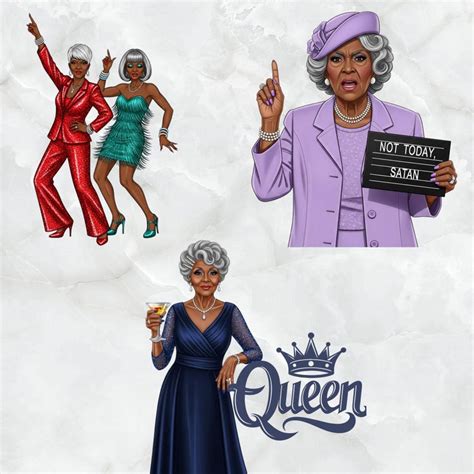 Black Grandma Clipart Bundle Funny Old Lady Png Images Digital