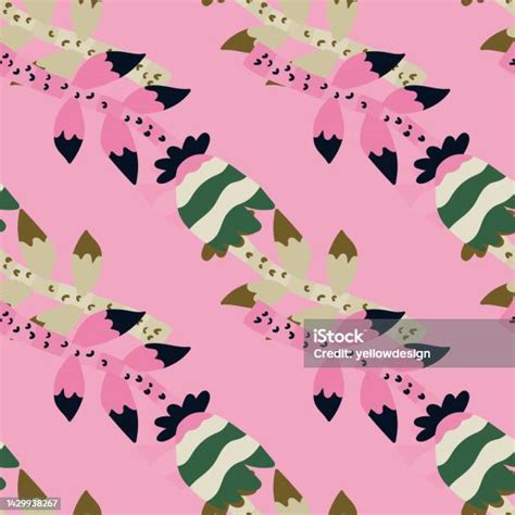 현대 꽃 이음새가 없는 무늬 창조적 인 식물 꽃 장식품 이상한 식물 끝없는 벽지 순진한 예술 0명에 대한 스톡 벡터 아트 및