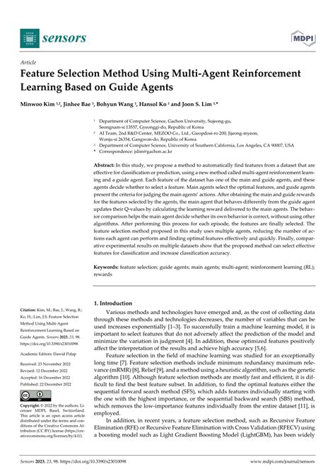 pdf feature selection method using multi agent reinforcement learning