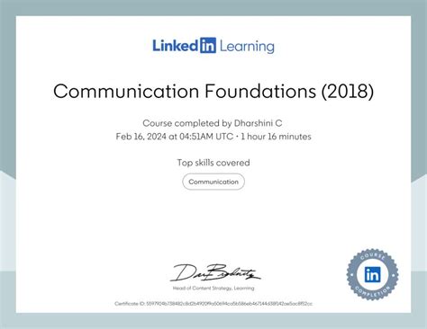 Dharshini C On Linkedin Certificate Of Completion