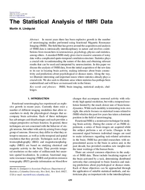 Pdf Statistical Analysis Of Fmri Data