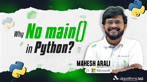 Python In Kannada Why No Main In Python In Kannada Youtube