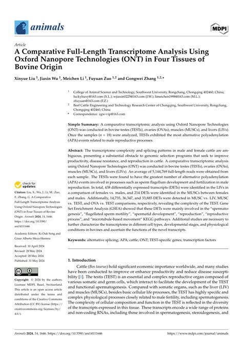 Pdf A Comparative Full Length Transcriptome Analysis Using Oxford Nanopore Technologies Ont