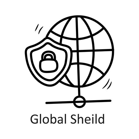 Global Shield Vector Outline Icon Design Illustration Security Symbol
