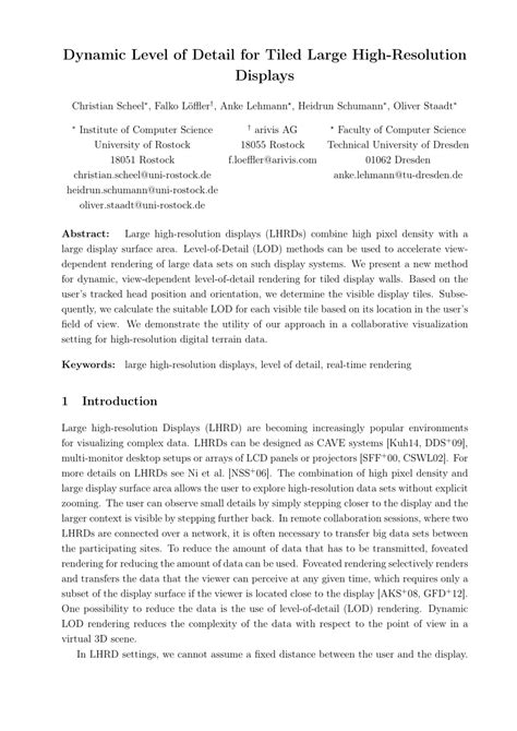 Pdf Dynamic Level Of Detail For Tiled Large High Resolution Displays