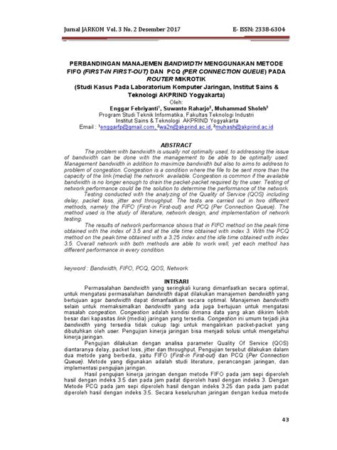 Analisis Manajemen Bandwidth Dengan Metode Pcq Per Connection Queue Dan Download Free Pdf