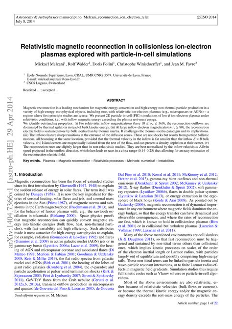 Pdf Relativistic Magnetic Reconnection In Collisionless Ion Electron