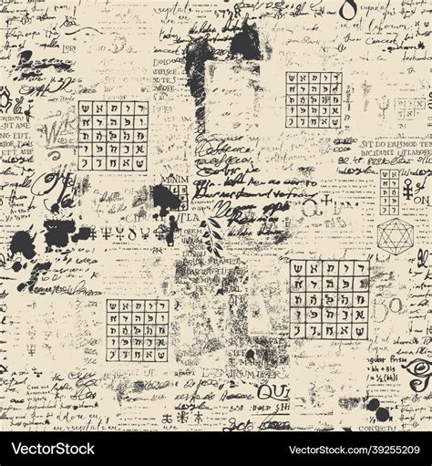 Abstract Seamless Pattern With Scribbles And Text Vector Image