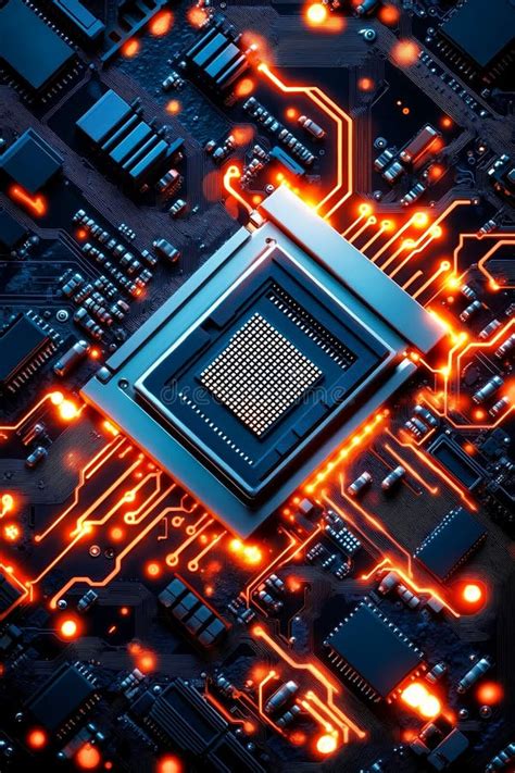 Una Motherboard De Computadora Con Una Cpu Encima Foto De Archivo Imagen De Centro