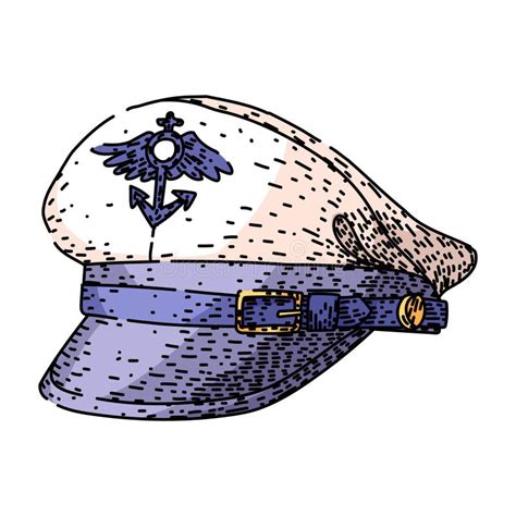 Sea Sailor Captain Hat Sketch Hand Drawn Vector Stock Illustration