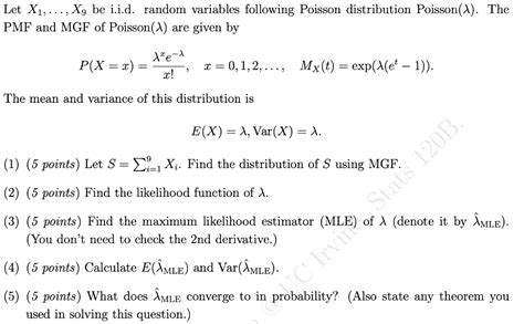 Solved Let X X Be I I D Random Variables Following Chegg Com