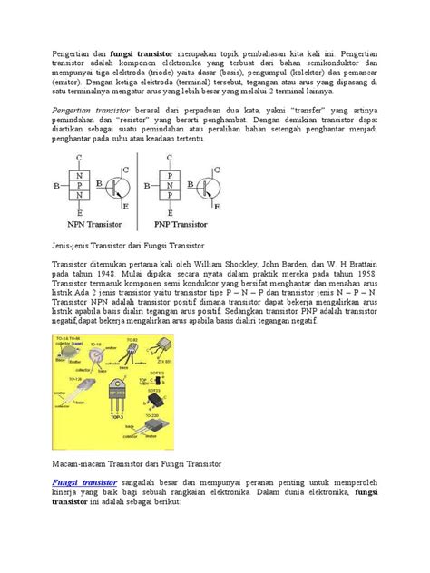 Pengertian Dan Fungsi Transistor Pdf