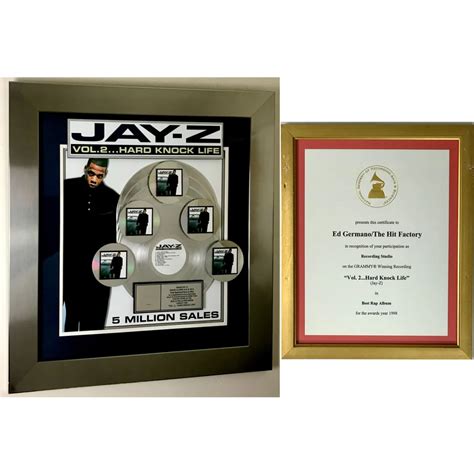 Jay Z Vol 2 Hard Knock Life Riaa 5x Multi Platinum Album Award