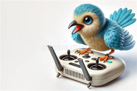 The Bird Controls The Drone Joystick Space For Text Stock Image Image Of Modern Blue 351193457