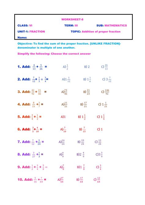 Adding Subtracting Multiplying And Dividing Fractions Worksheet With Answer Key