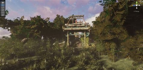 unity hdrp renders of chinese miwa tori and forest level design