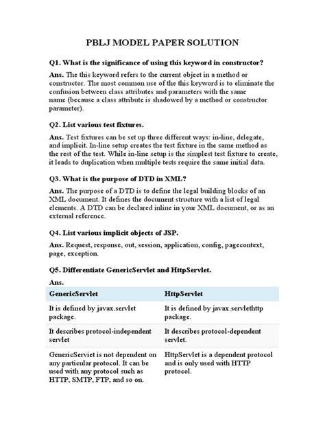 pblj model paper solution pdf constructor object oriented
