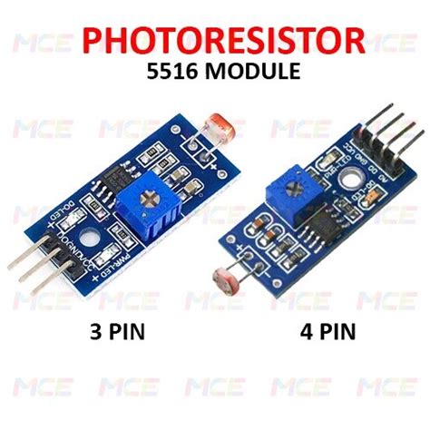 3 4 Pin Gl 5516 Photoresistor Sensor Module Light Dependent Resistor