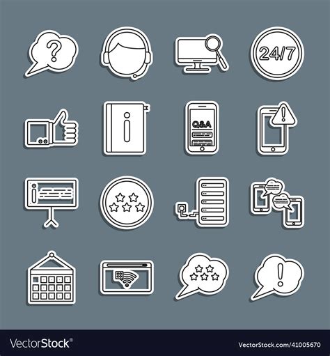 Set Line Speech Bubble Exclamation Chat Messages Vector Image