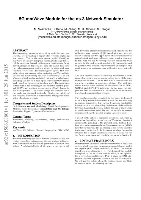 Pdf 5g Mmwave Module For Ns 3 Network Simulator