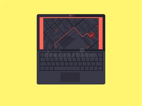 Laptop With Gps Navigation Map On Screen Stock Illustration Illustration Of Distance Locator