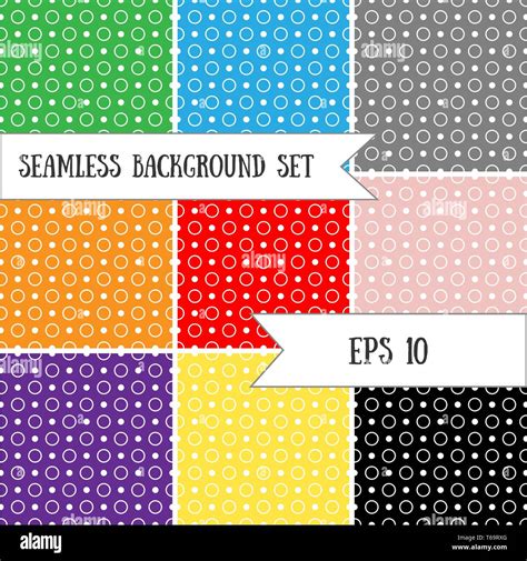 Collection Vector Seamless Circle Background Set Bright Abstract Seamless Background Of Rings