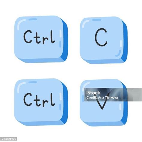 Cute Cartoon Blue Ctrl C And Ctrl V Keyboard Buttons Copy And Paste Key Shortcuts For Pc