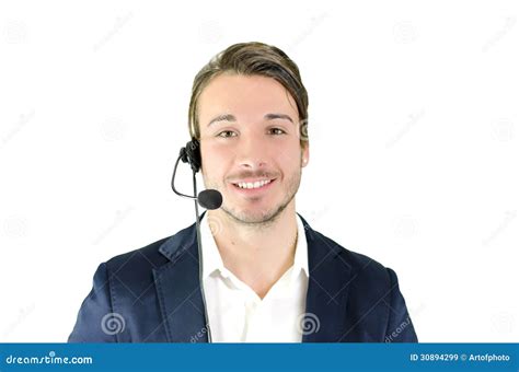 Young Male Telemarketing Helpdesk Customer Service Operator Stock Image Image Of Operator