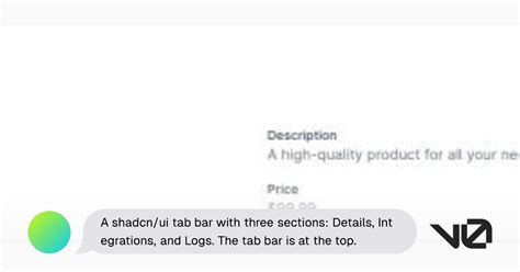 A Shadcnui Tab Bar With Three Sections Details Integrations And