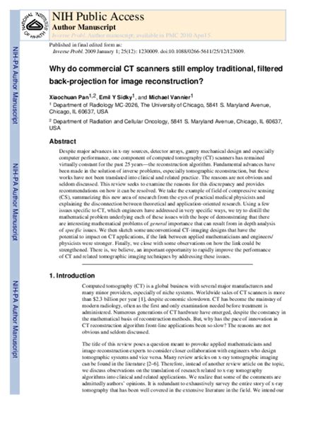 Pdf Why Do Commercial Ct Scanners Still Employ Traditional Filtered Back Projection For Image