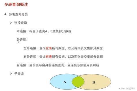 Mysql 多表查询 概述 Csdn博客