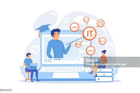 온라인으로 학생들을 가르칩니다 인터넷 학습 컴퓨터 프로그래밍 온라인 It 과정 최고의 온라인 It 교육 온라인 인증 과정 개념