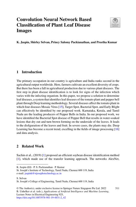 Pdf Convolution Neural Network Based Classification Of Plant Leaf Disease Images
