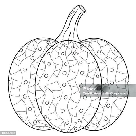 기하학적 장식 색칠 공부 책 페이지와 잘 익은 호박 이완 드로잉을 위한 가을 벡터 일러스트레이션 가을에 대한 스톡 벡터 아트 및