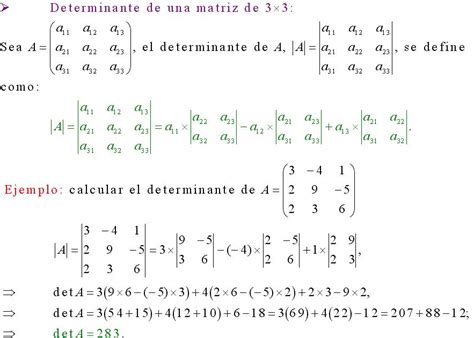 Ejercicios de Matemáticas DETERMINANTE DE UNA MATRIZ DE DIMENSIONES X