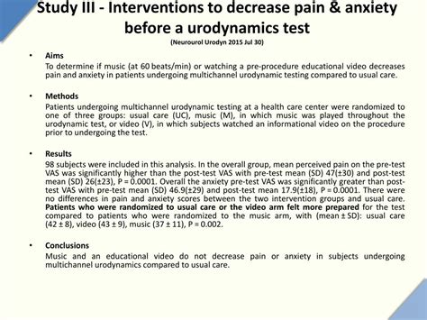 Ppt How To Reduce Patient Anxiety Before A Urodynamics Test Powerpoint Presentation Id 7620200