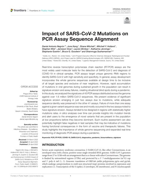Pdf Impact Of Sars Cov 2 Mutations On Pcr Assay Sequence Alignment