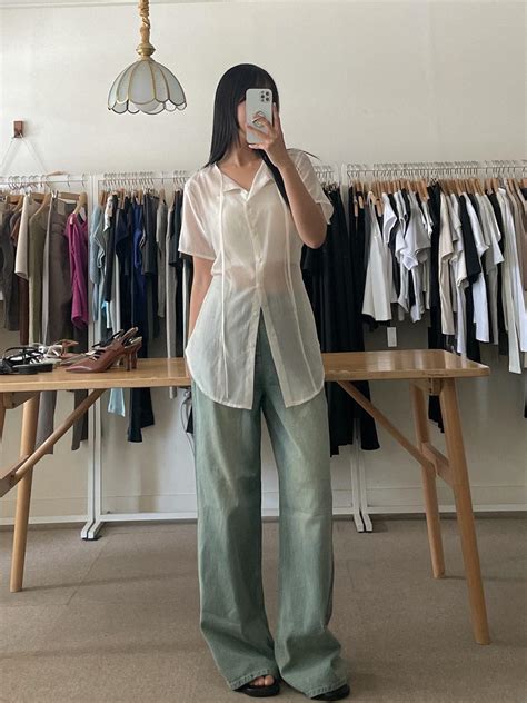 블린느 딥크 뷔스티에 세트 시스루 쉬폰 레이어드 블라우스 4color