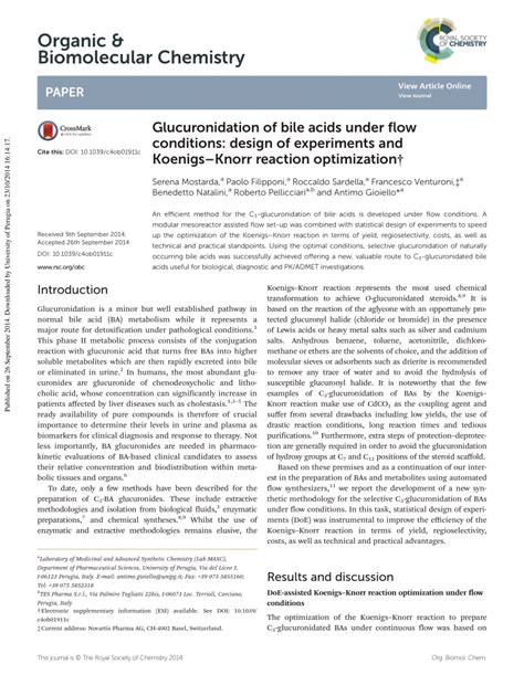 Pdf Glucuronidation Of Bile Acids Under Flow Conditions Design Of