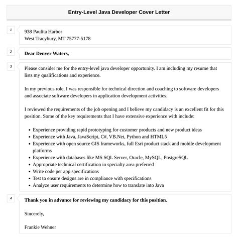 Entry Level Java Developer Cover Letter Velvet Jobs