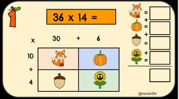 Multiplication FALL BUNDLE Box Method Area Model Interactive Activities