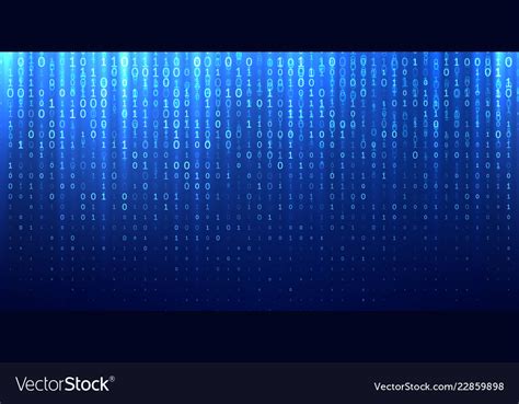 Binary Matrix Code Blue Abstract Background Vector Image