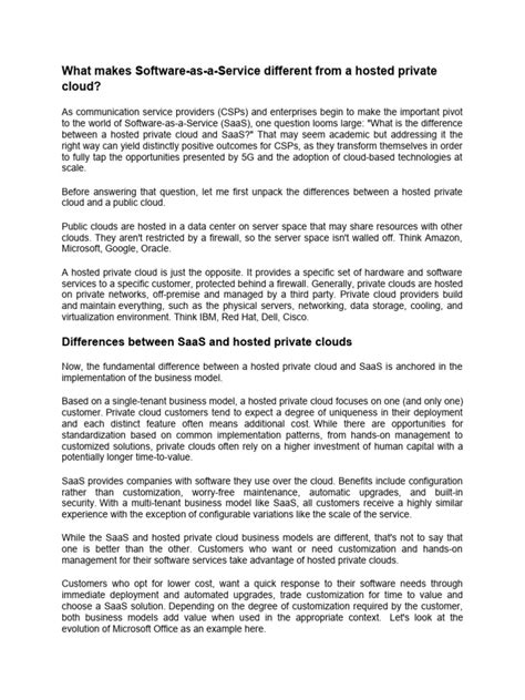 Saas Vs Cloud Hosted Pdf Cloud Computing Software As A Service