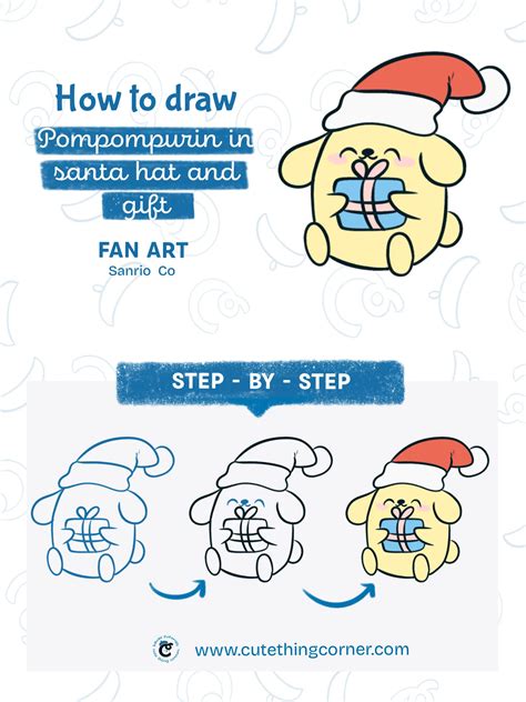 How To Draw Pompompurin With A Santa Hat And T