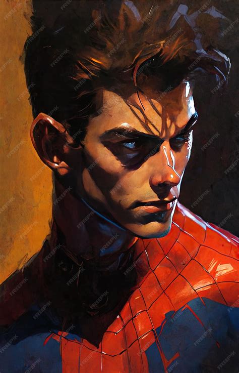Heroísmo Palmeado Retrato Del Personaje De Spiderman Por Frank Frazetta Foto Premium