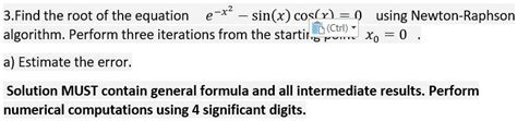 solved find the root of the equation 2 sin x cos x using newton