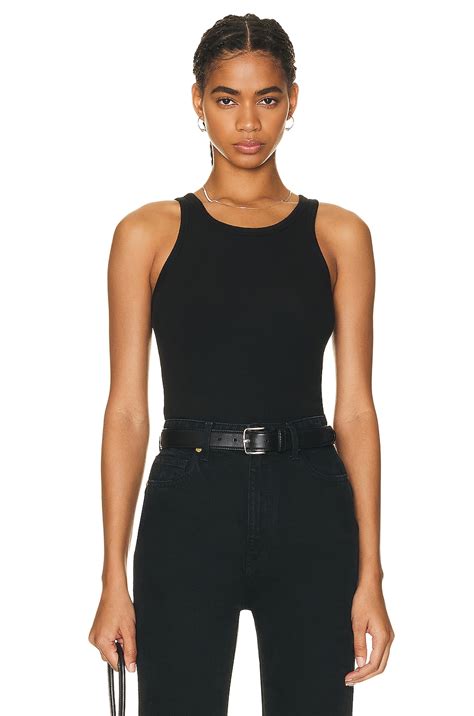 Eterne High Neck Fitted Tank Top In Black Fwrd
