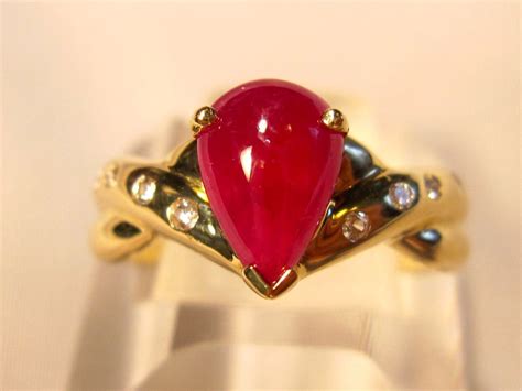 Exquisite And Flattering Natural Pear Shaped Ruby Ring In 14k Yellow Sold On Ruby Lane
